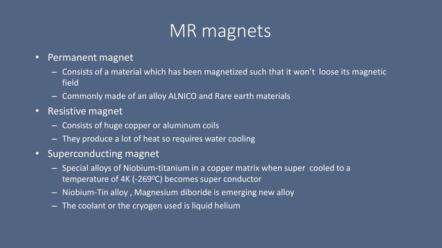 MRI Coil and Gradient power-point slide pk | PPTX | Physics | Science