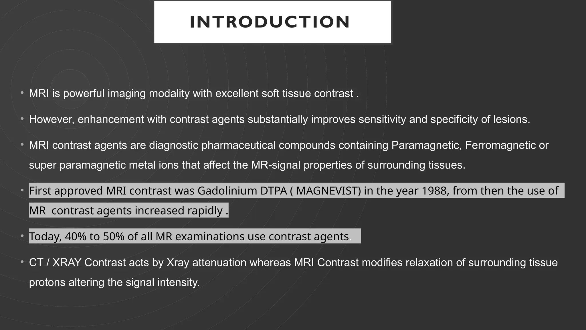 MRI CONTRAST AGENTS USED IN RADIODIAGNOSIS | PPTX