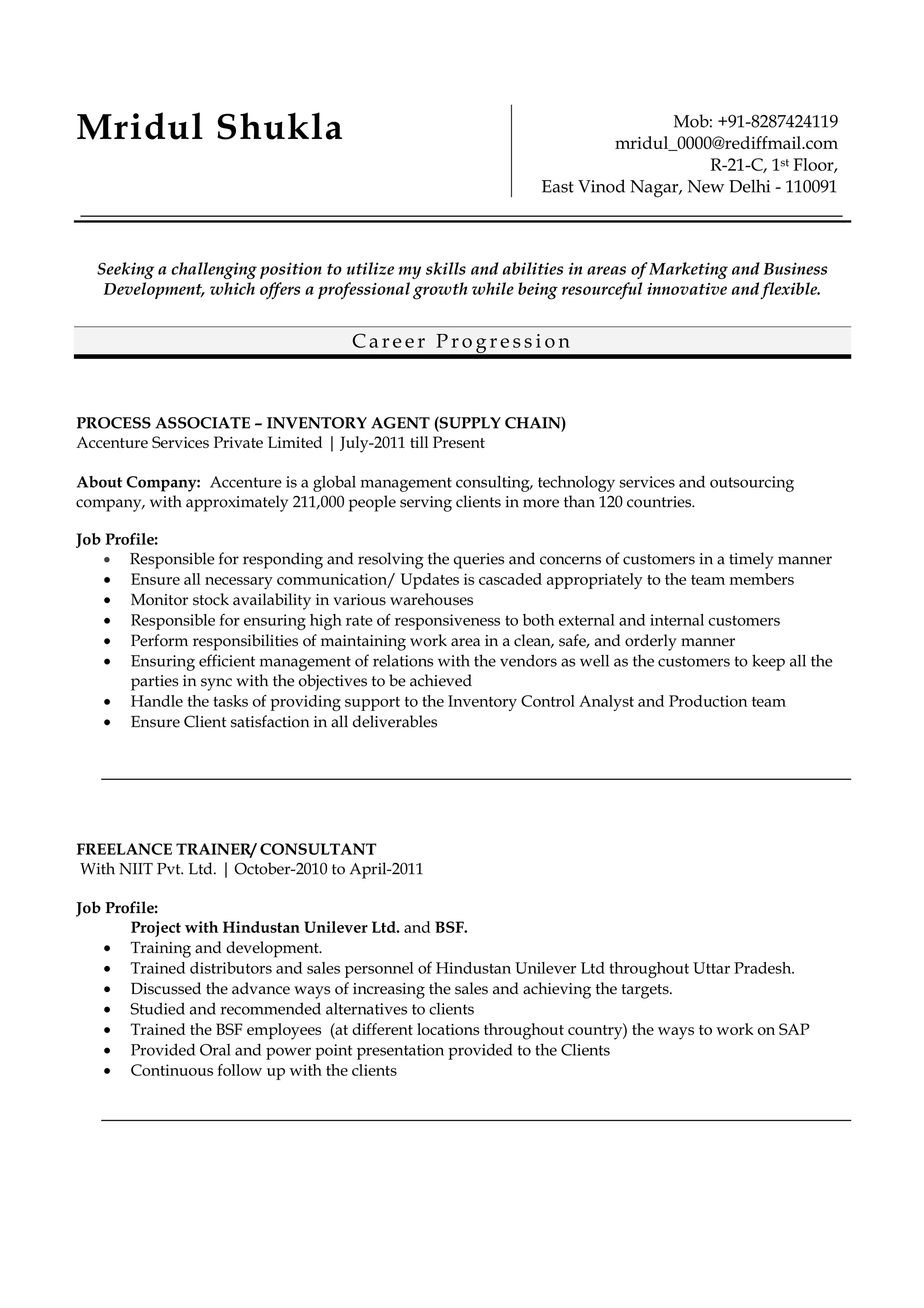 Resume: Mridul Shukla | PDF | Business | Business and Finance