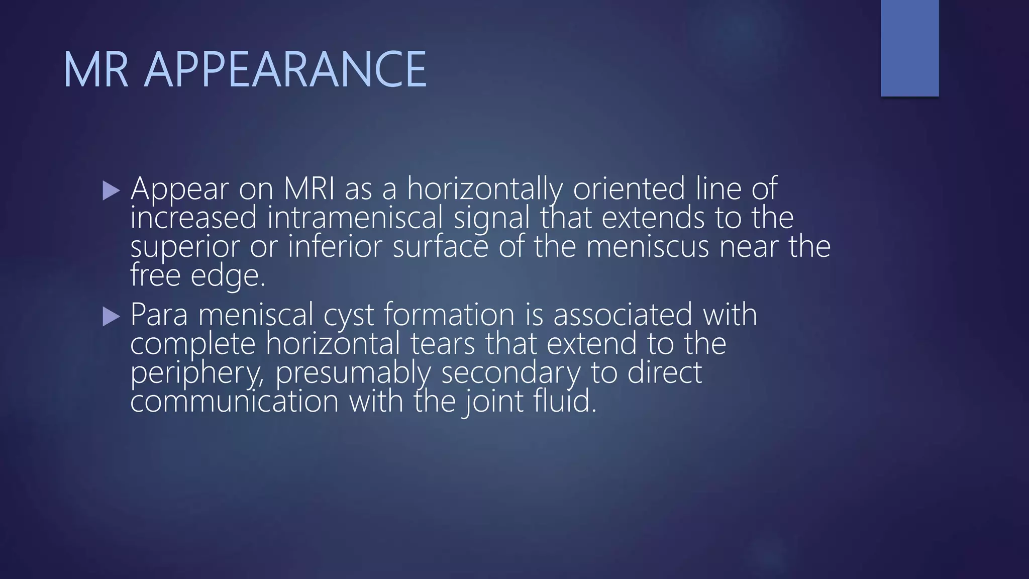 Mr imaging for diagnosis of meniscal tears | PPTX
