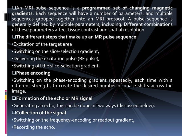MRI PULSE SEQUENCE.pptx | Blood Disorders | Diseases and Conditions