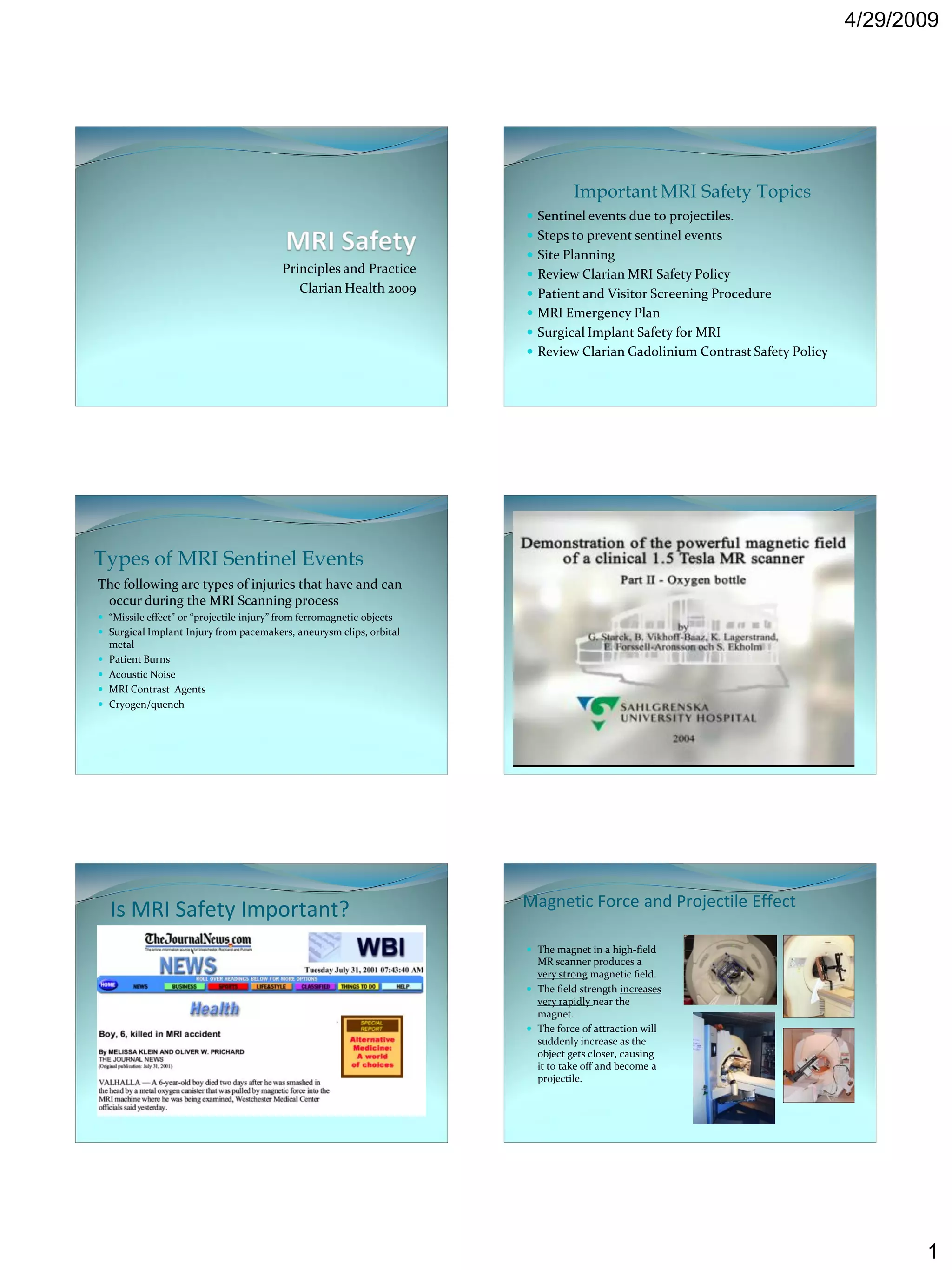 Mri safety practice and principles | PDF