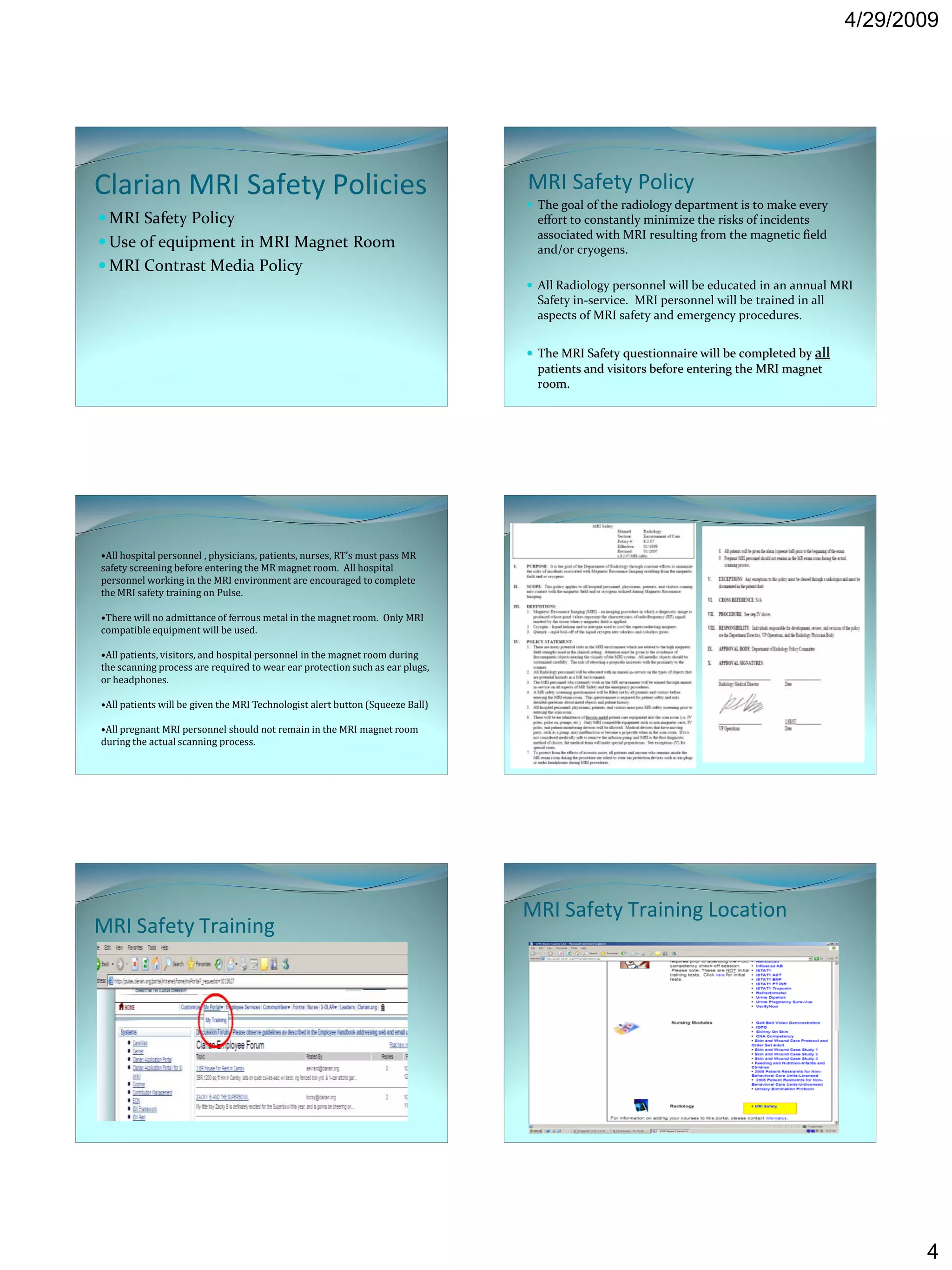 Mri safety practice and principles | PDF