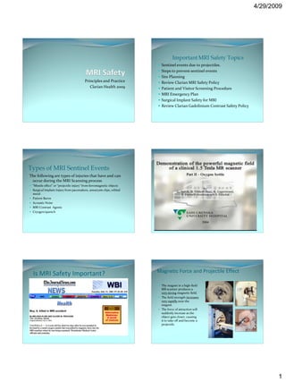 Mri safety practice and principles | PDF