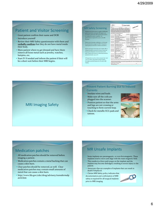 Mri safety practice and principles | PDF