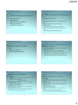Mri safety practice and principles | PDF