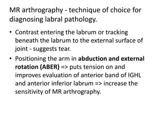 Mri shoulder joint with common pathologies | PPTX