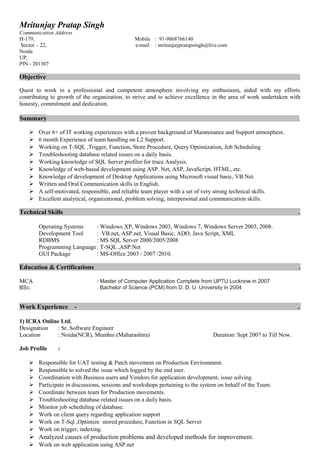 Mritunjay pratapsingh support | DOC | IT and Internet Support | Internet