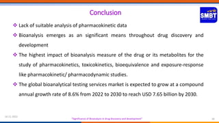 Significance of Bioanalysis in drug discovery and development | PPT