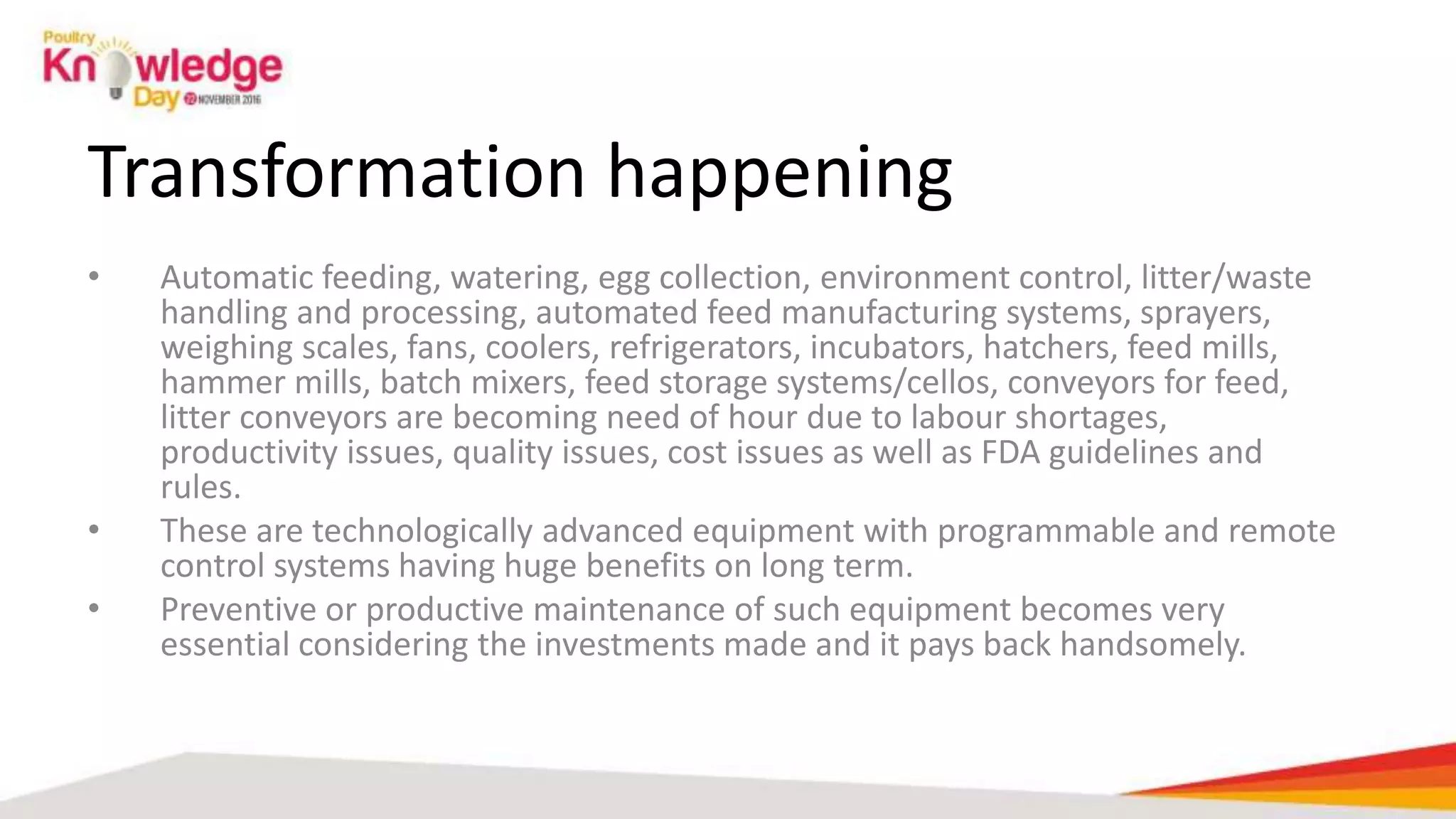 Preventive Maintenance for Mechanized Poultry Operations - Knowledge ...