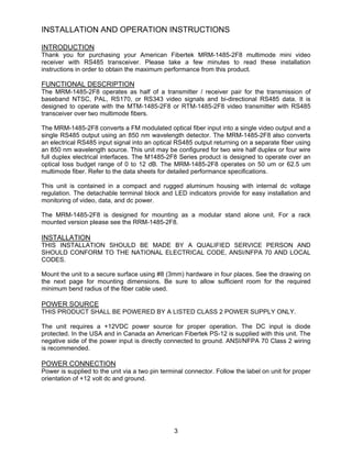 American Fibertek MRM14852F8 User Manual | PDF