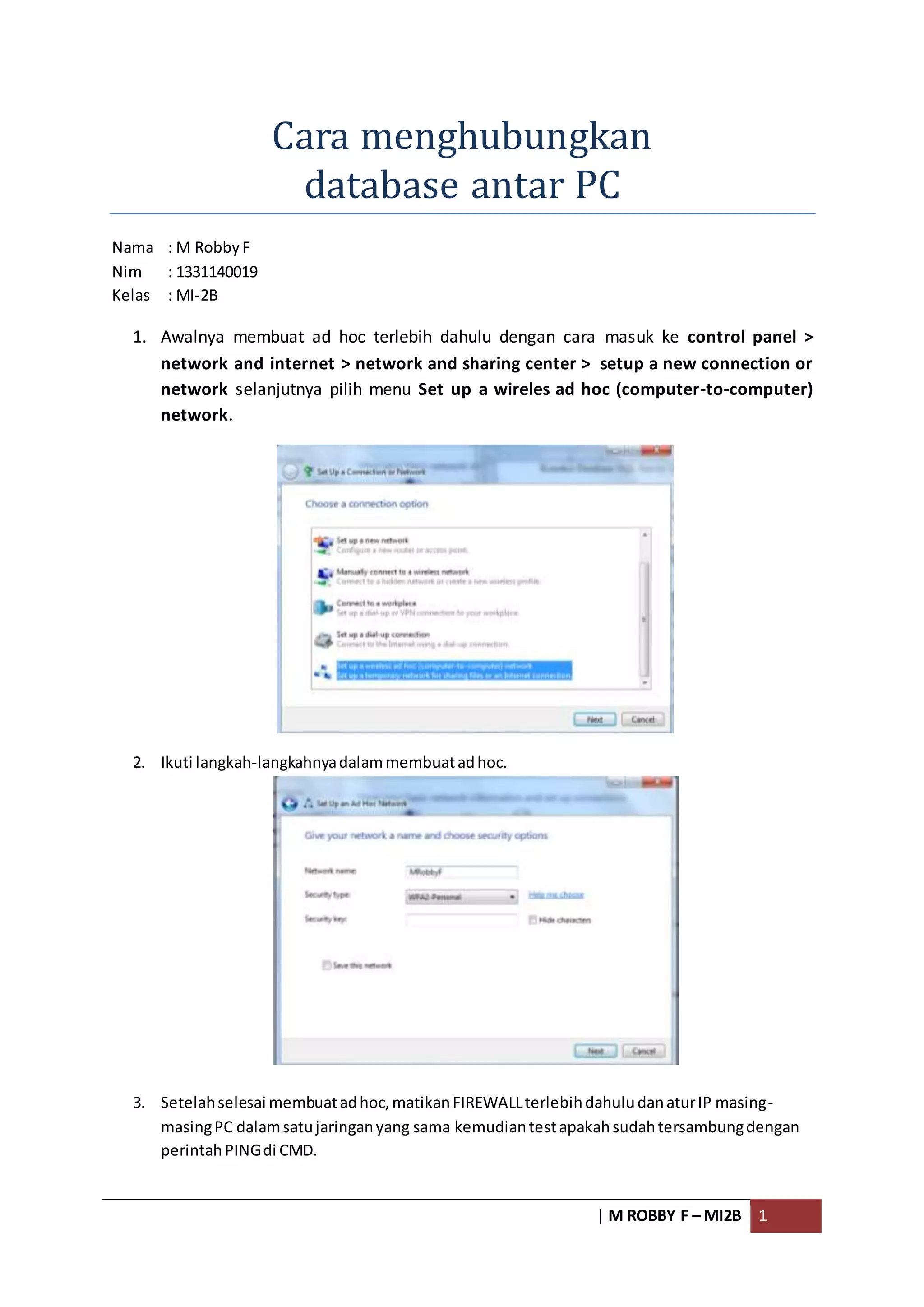 Cara menghubungkan Database antar PC | DOCX