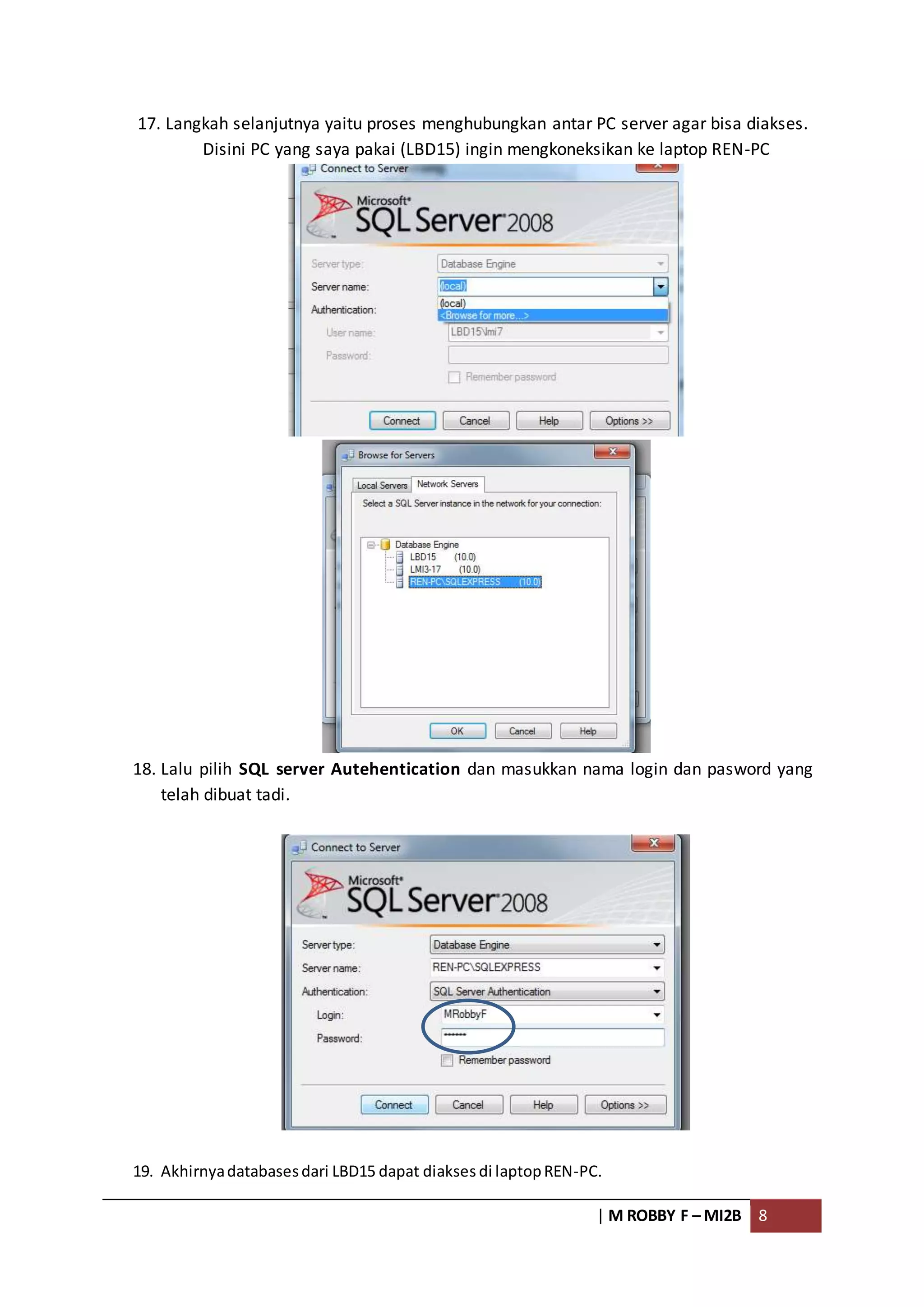 Cara menghubungkan Database antar PC | DOCX