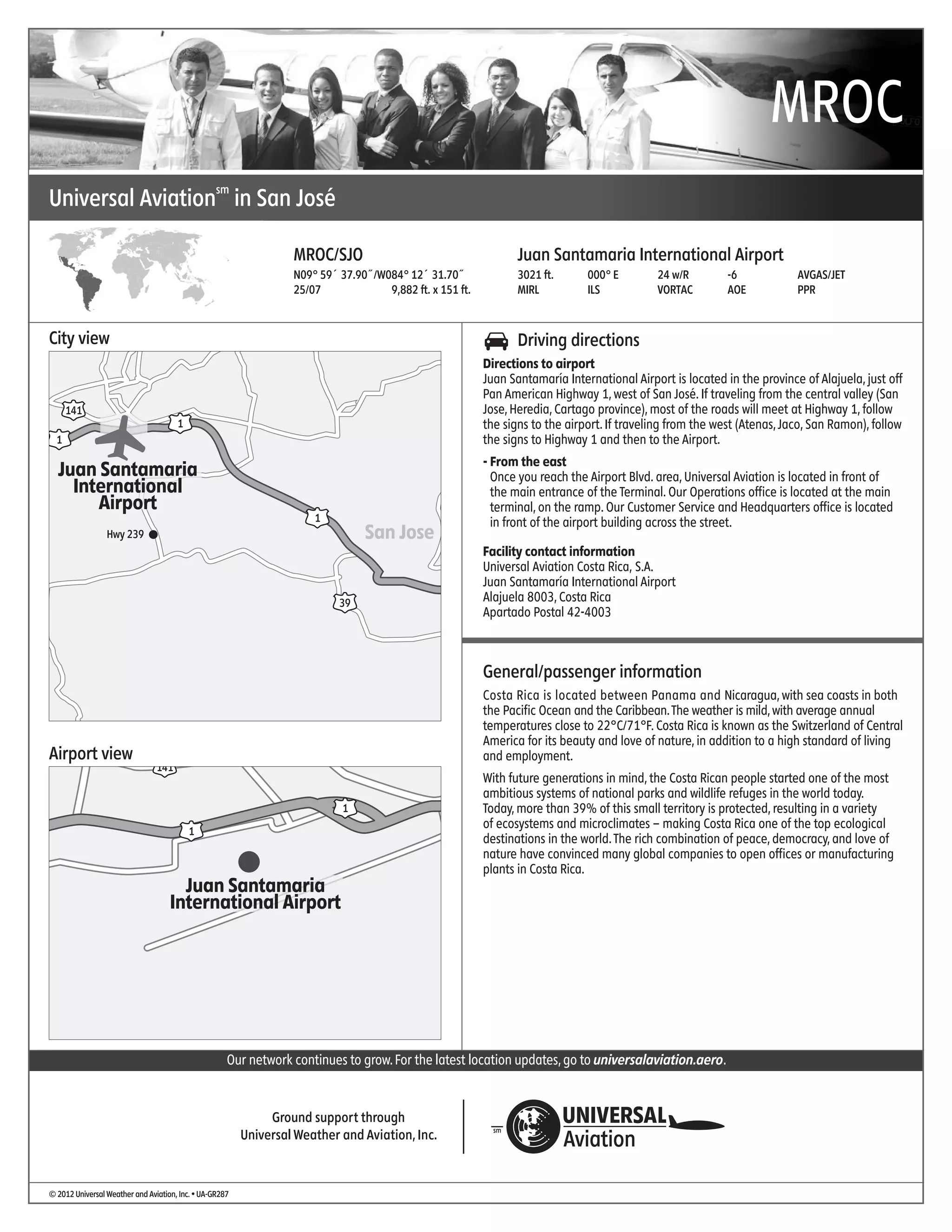 MROC FBO Ground Handling Agent in San Jose, Costa Rica - Juan Santamaria International Airport | PDF