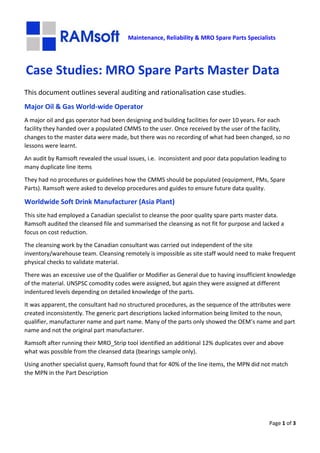 MRO spare part case studies master data | PDF
