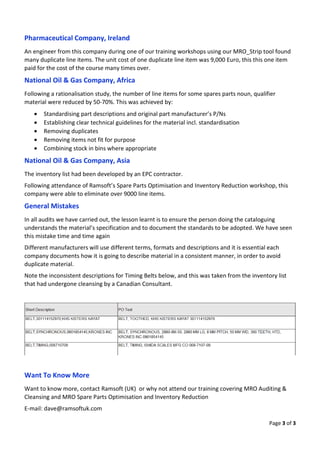 MRO spare part case studies master data | PDF