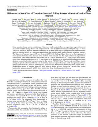 Millinovae: A New Class of Transient Supersoft X-Ray Sources without a ...