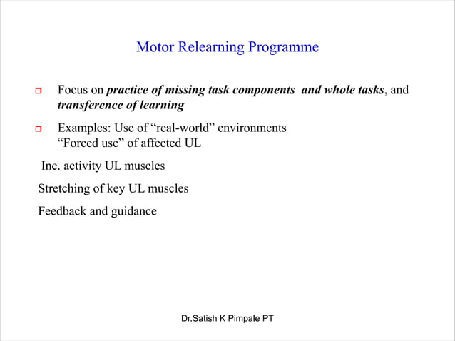 Motor relearning program | PDF | Physical Therapy | Wellness