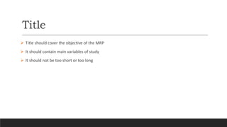 Mrp- Research Process | PPTX | Human Resources | Business