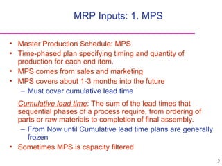 MRP VS ERP : Cumulative lead time: The sum of the lead times that ...