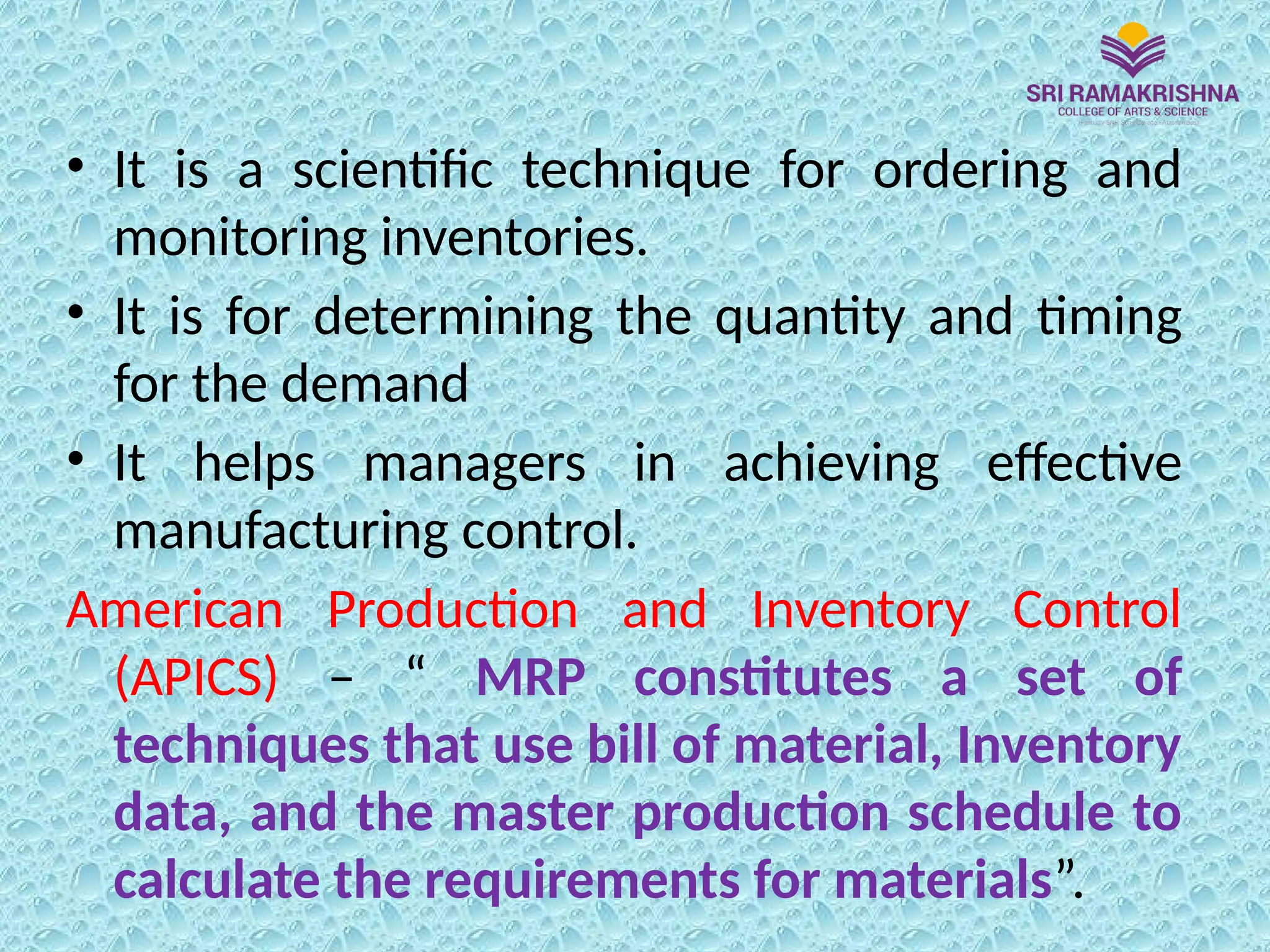 MRP.pptx - Ensure Material Availability - Inventory Optimization | PPT