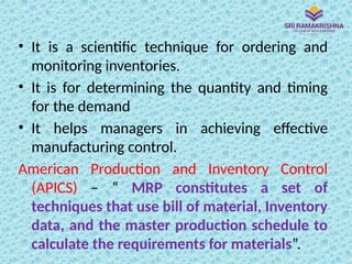 MRP.pptx - Ensure Material Availability - Inventory Optimization | PPT