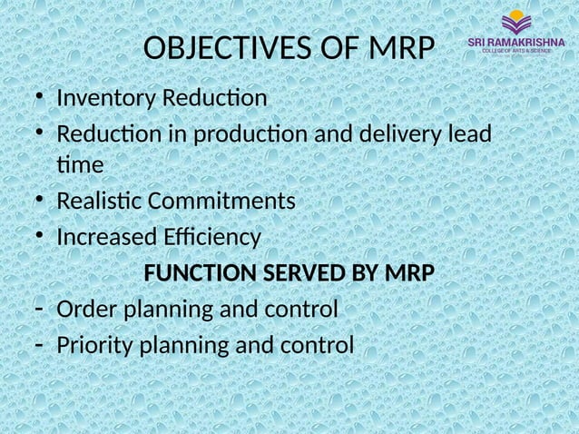 MRP.pptx - Ensure Material Availability - Inventory Optimization | PPT