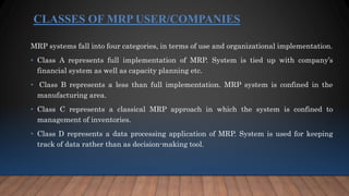 Material Requirement and Planning | PPTX | Manufacturing Industry ...