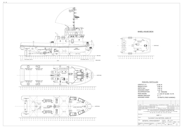 General Arrangement - Tug Boat 23,8 Meters - MRP 11 | PPT