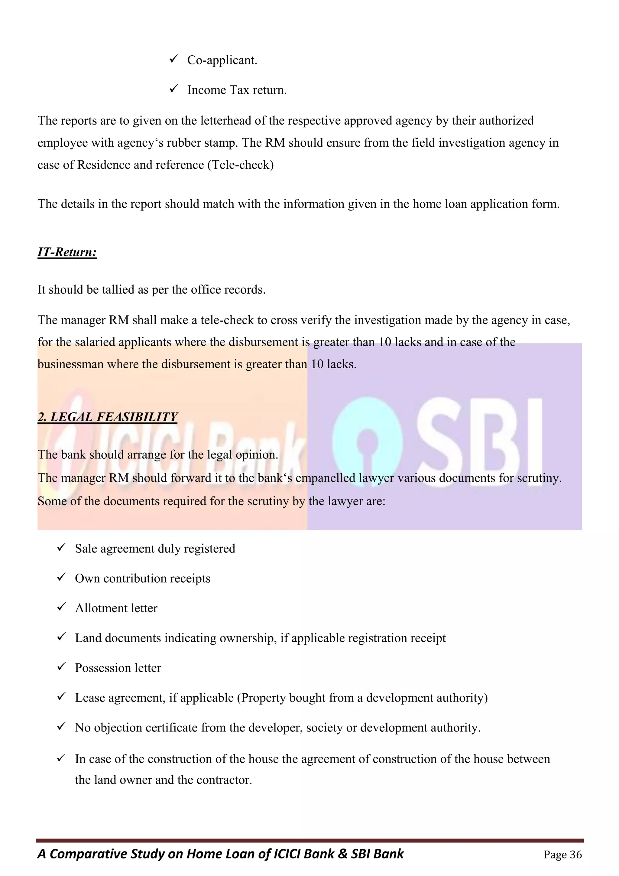 A Comparative Study on Home Loan of ICICI & SBI Bank | PDF