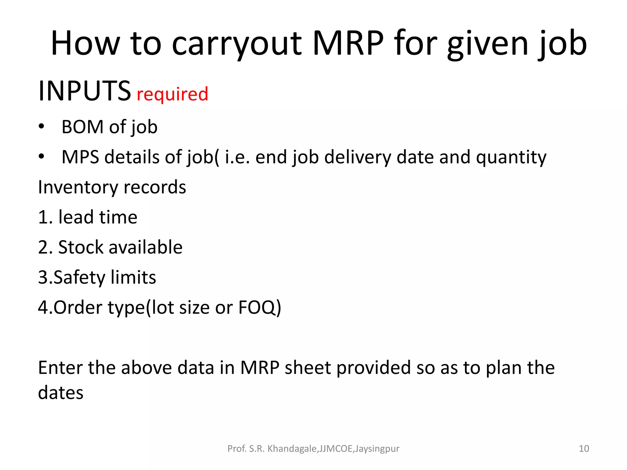 MRP CASE STUDY | PPTX