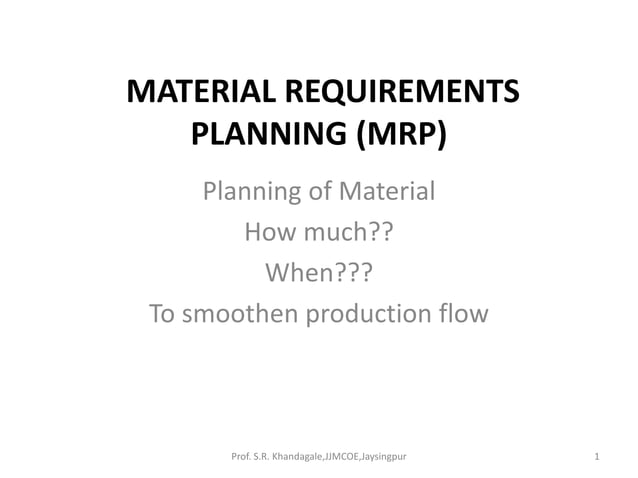 MRP CASE STUDY | PPTX