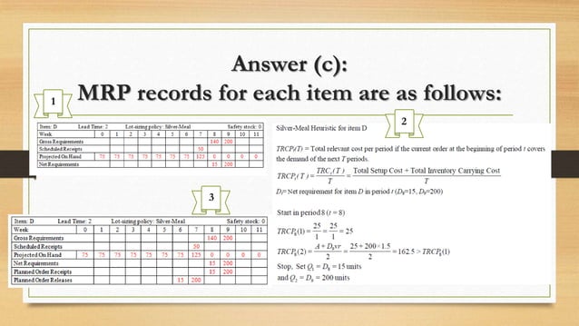 MRP exercises | PPTX | Business | Business and Finance