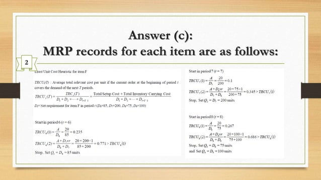 MRP exercises | PPTX | Business | Business and Finance