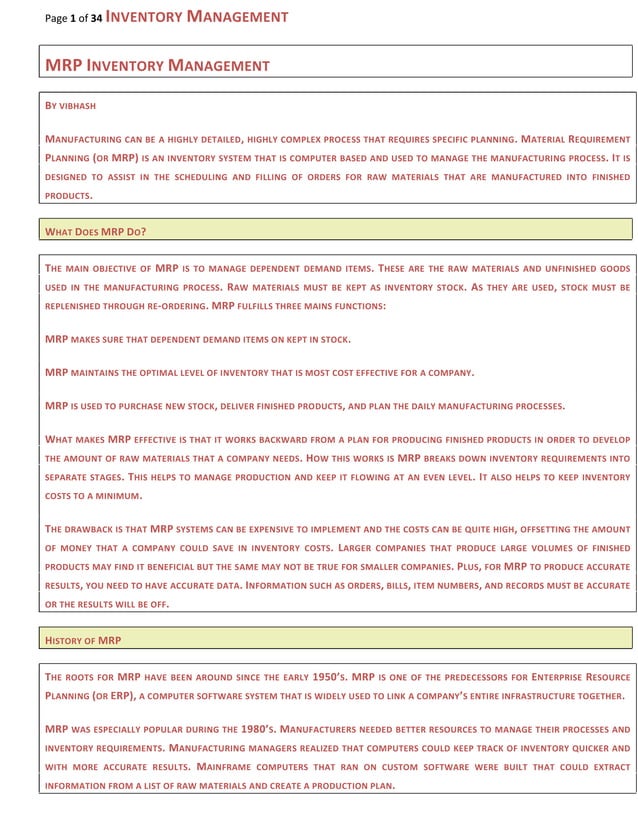 Mrp inventory management | DOCX