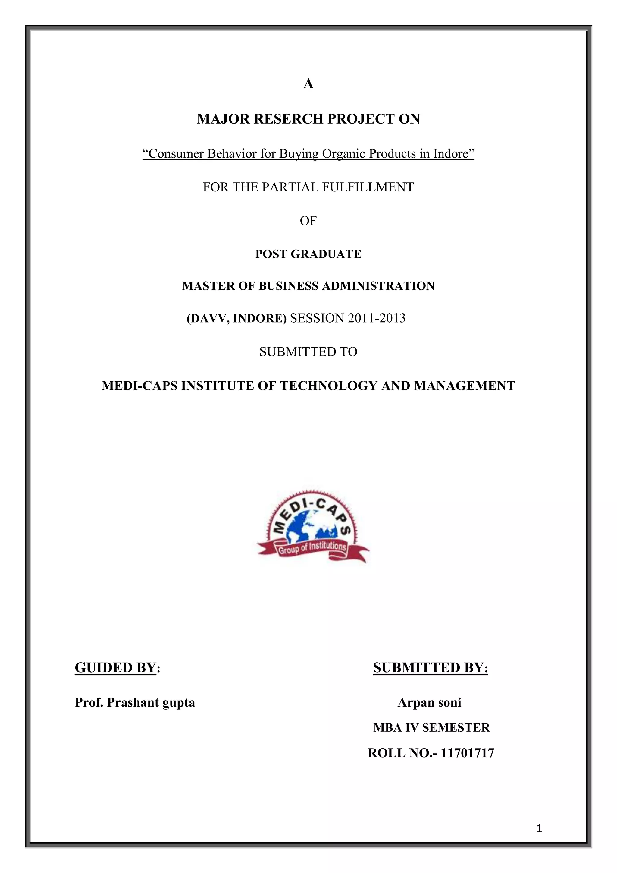 MRP on organic food | PDF