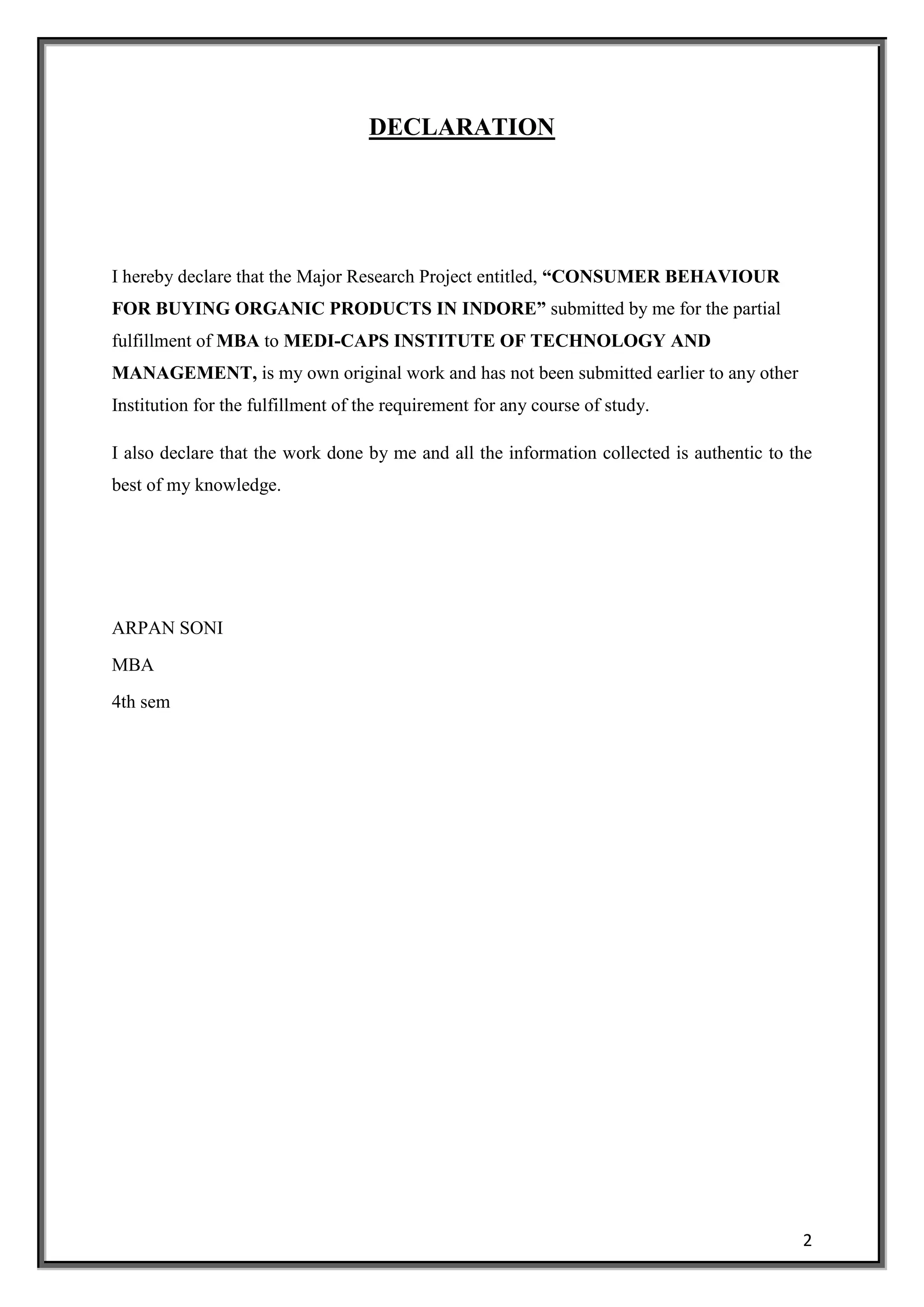 MRP on organic food | PDF