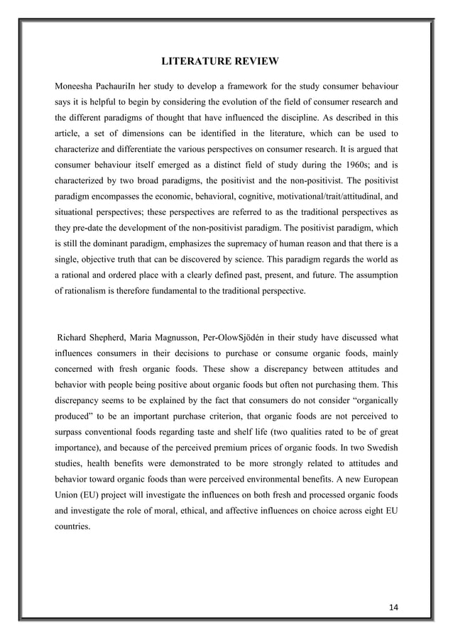 MRP on organic food | PDF