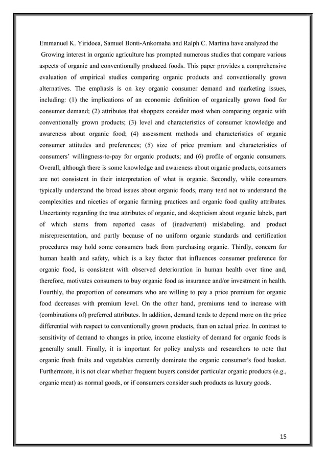 MRP on organic food | PDF