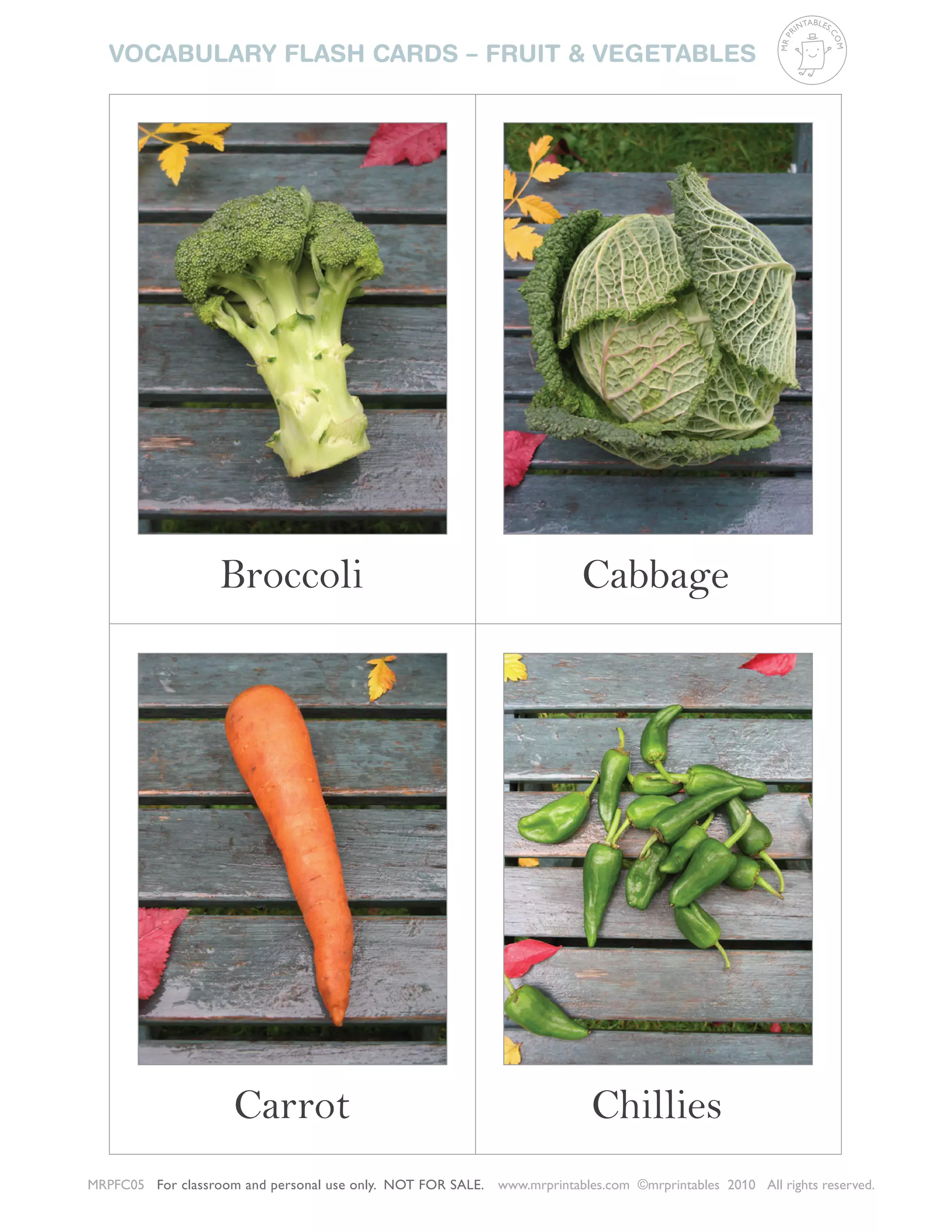 Mrprintables vocabulary-fruit-veg-flashcards-en-ltr | PDF