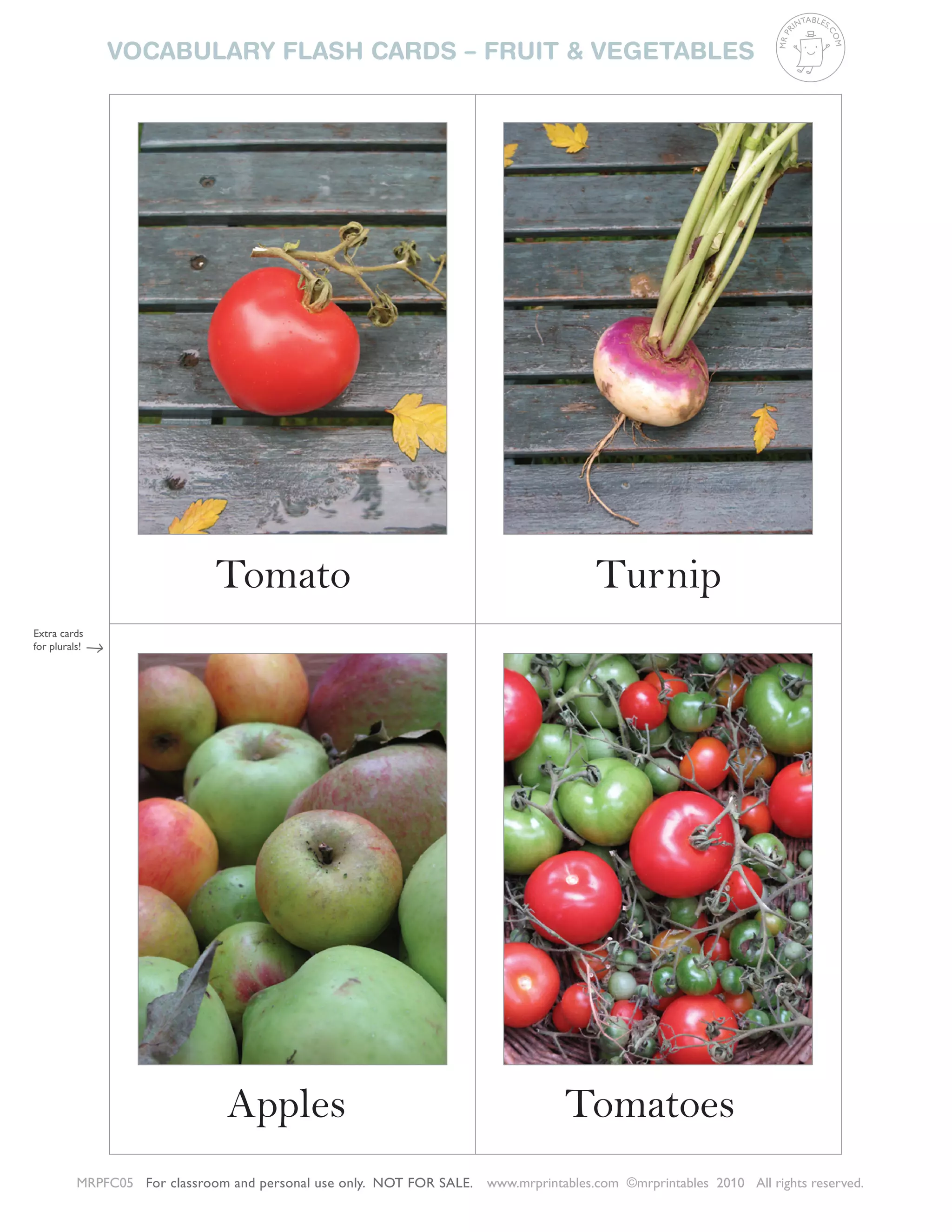 Mrprintables vocabulary-fruit-veg-flashcards-en-ltr | PDF