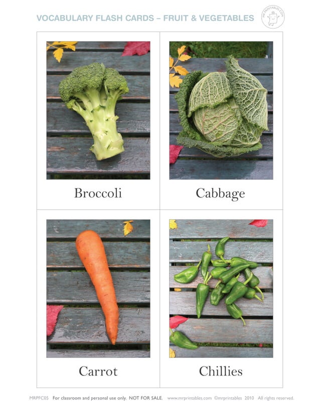 Mrprintables vocabulary-fruit-veg-flashcards-en-ltr | PDF