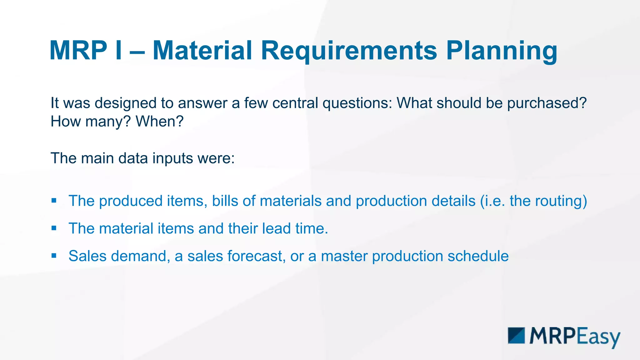 MRP system series 1 - What is MRP? | PPT