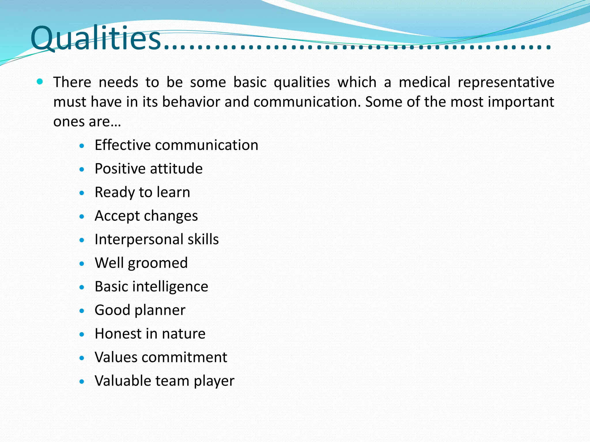Medical Representative qualities | PPTX