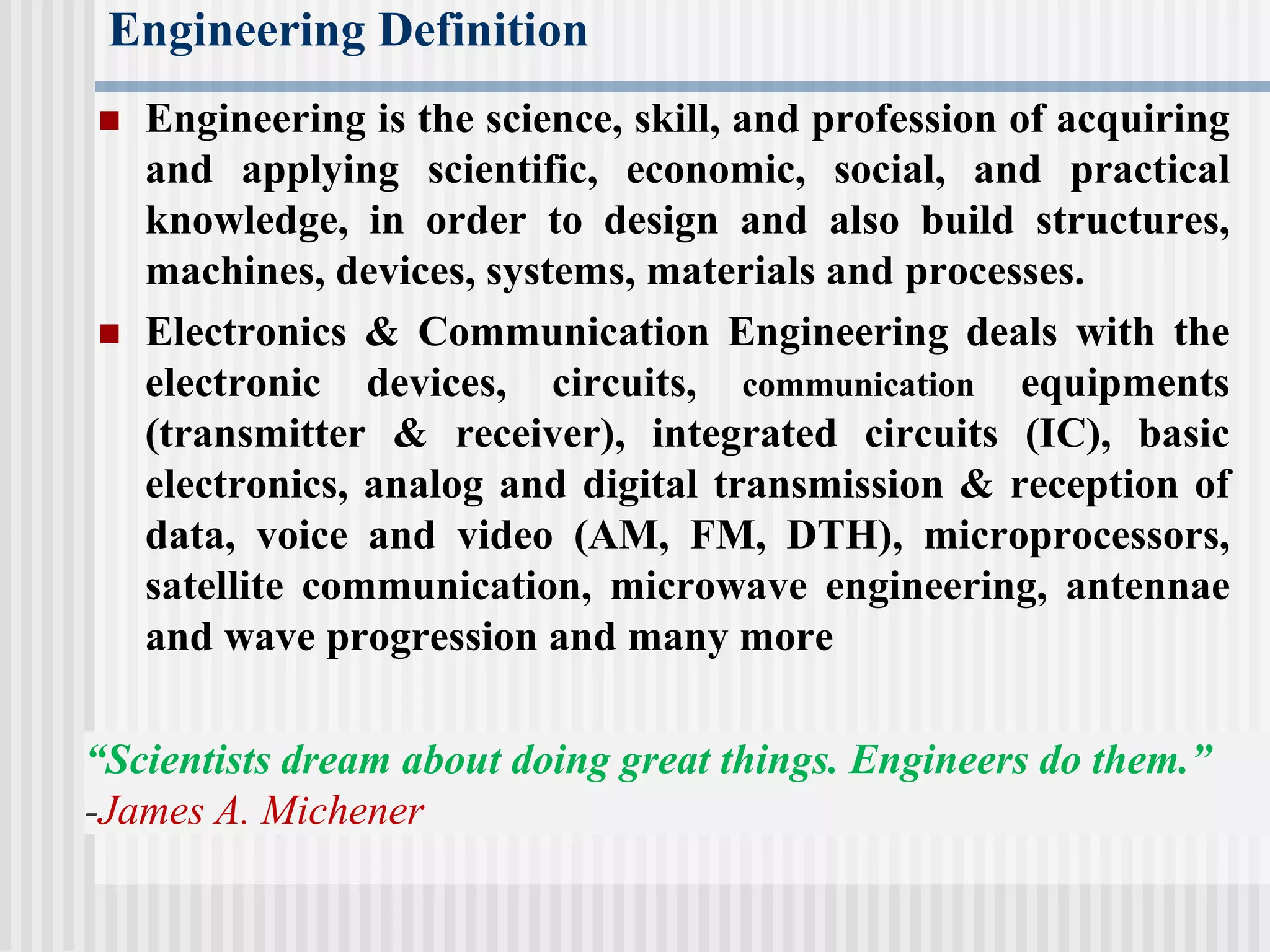 Electronics And Communication Engineering Ppt Technology Industry