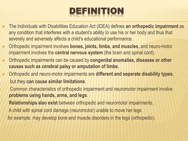 Orthopedic impairment | PPTX | Brain and Nervous System Disorders ...