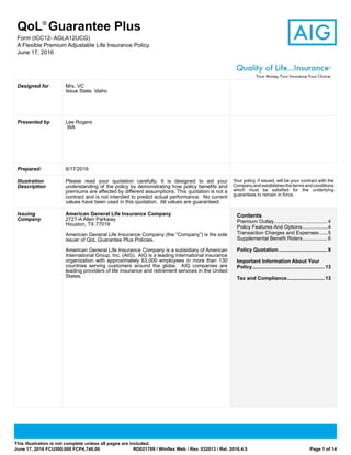 AIG Sample Illustrations for Critical, Chronic & Terminal Illness ...