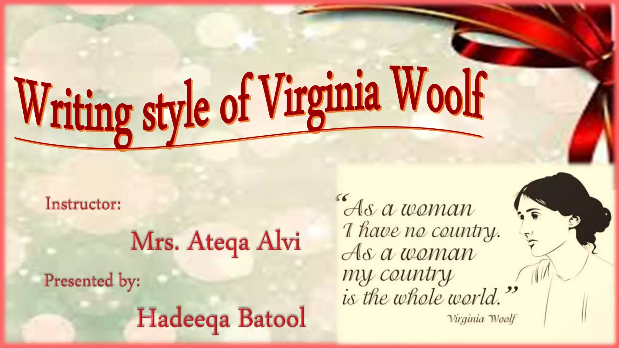 writing style of virginia woolf | PPT
