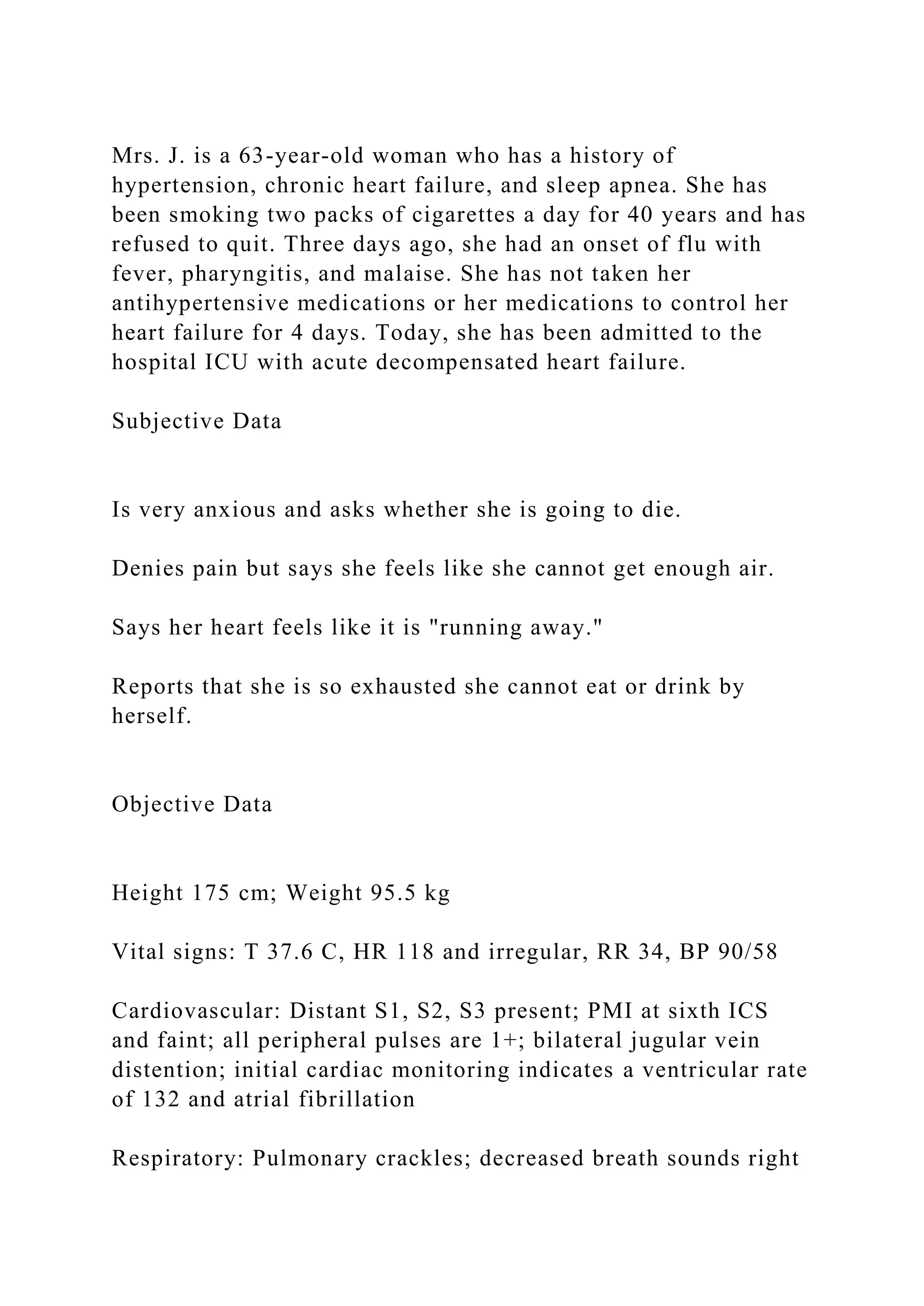 Mrs. J. is a 63-year-old woman who has a history of hypertension, ch.docx