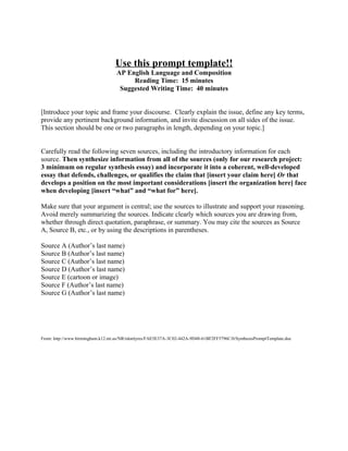 Mrs. wendy scruggs research synthesis prompt paper project spring 2013 ...